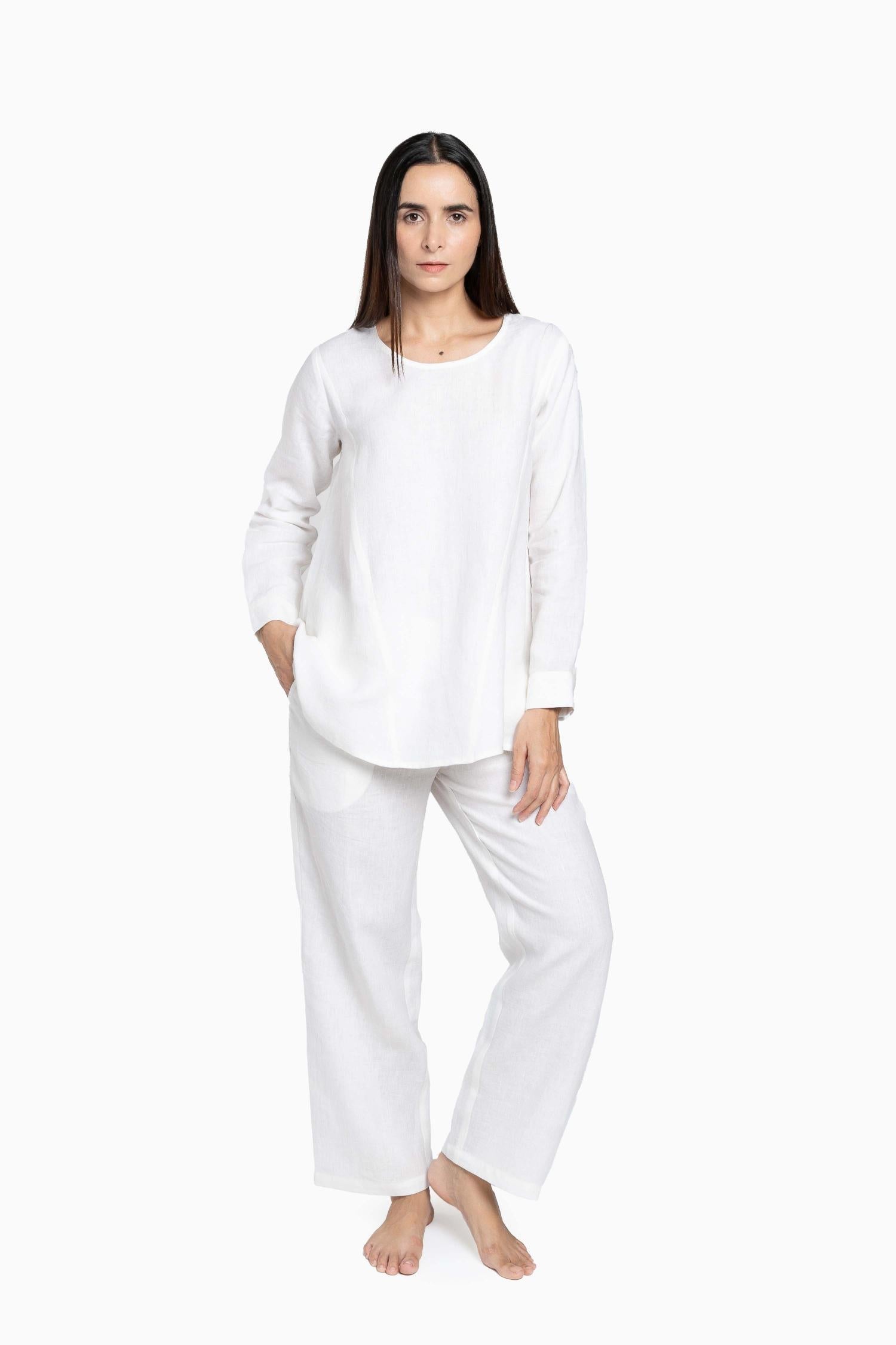 Buy Linen Candace Co-ord Set In Angora White Online – Live Linen